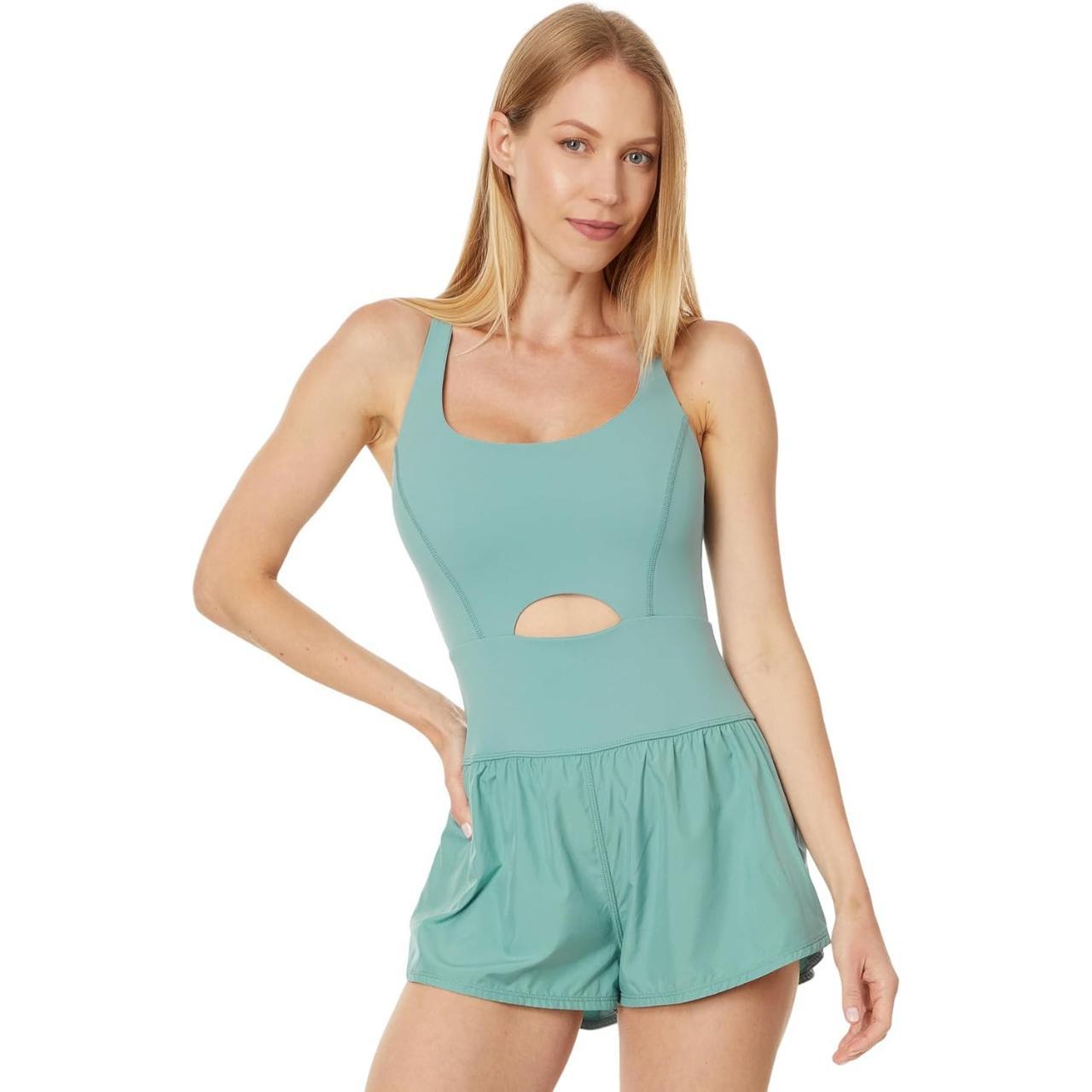 Free People Movement Righteous Runsie Teal Green... | Depop