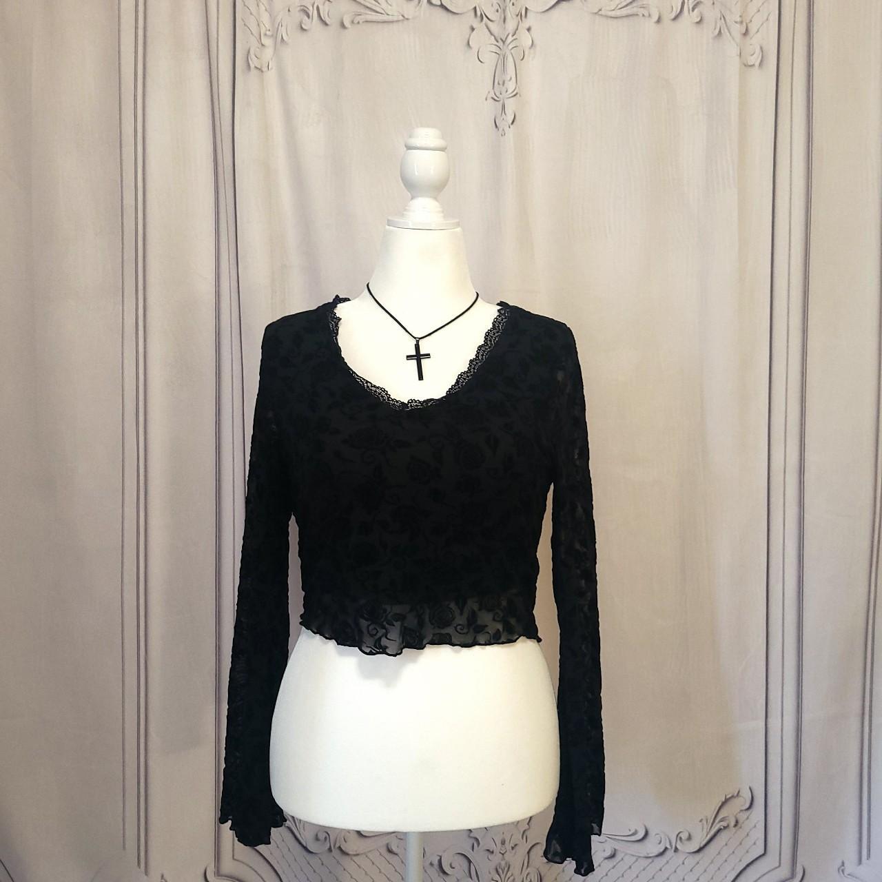 Cropped blouse from hot topic worn once bell sleeves... - Depop