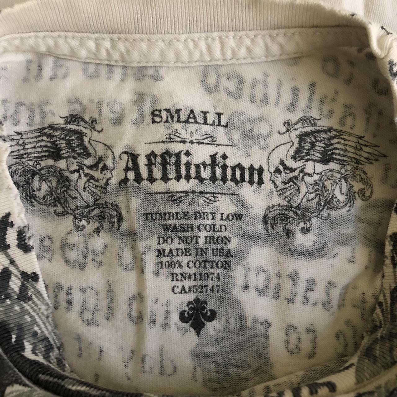 Affliction Men's White and Black T-shirt | Depop