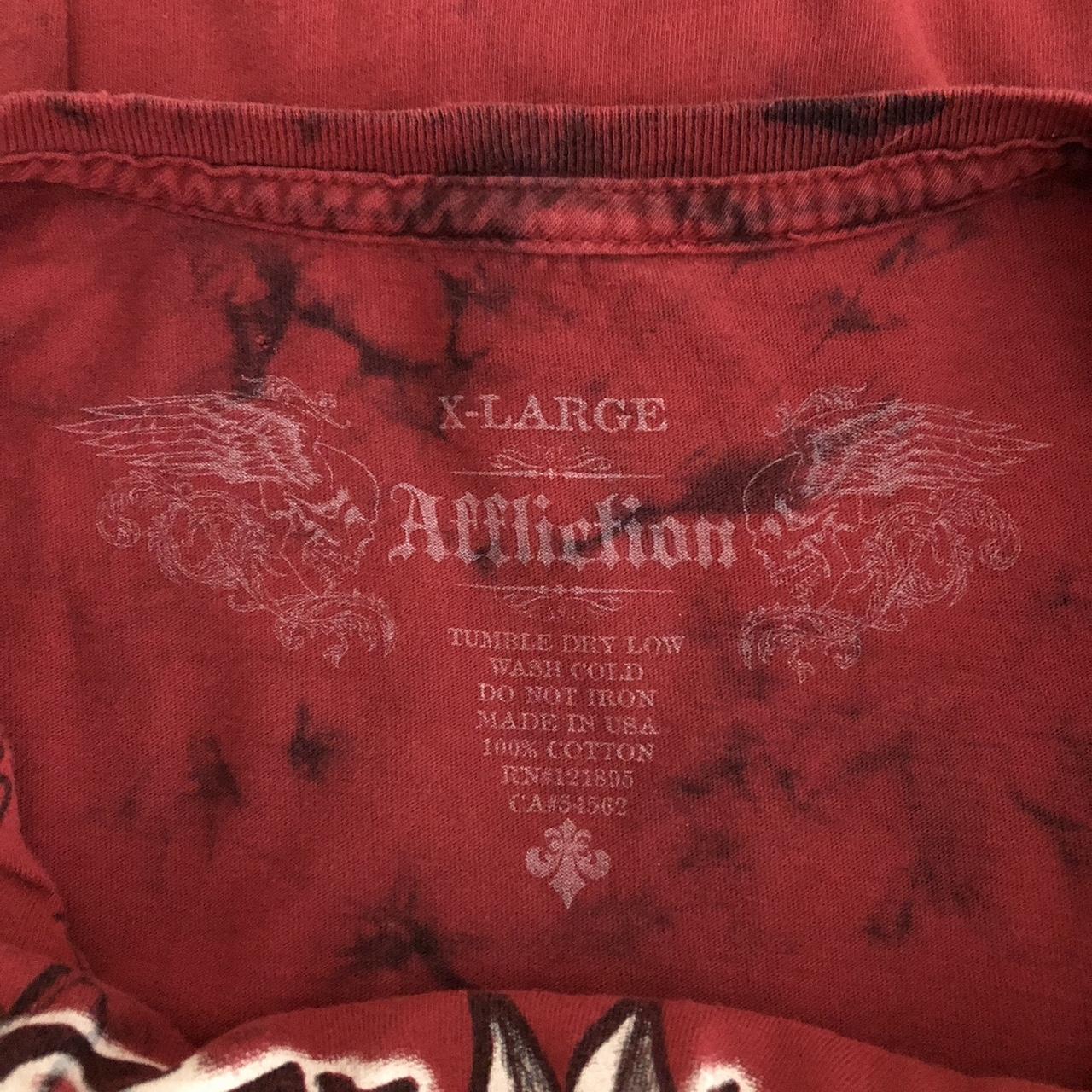 Affliction Men's Red and Black T-shirt | Depop
