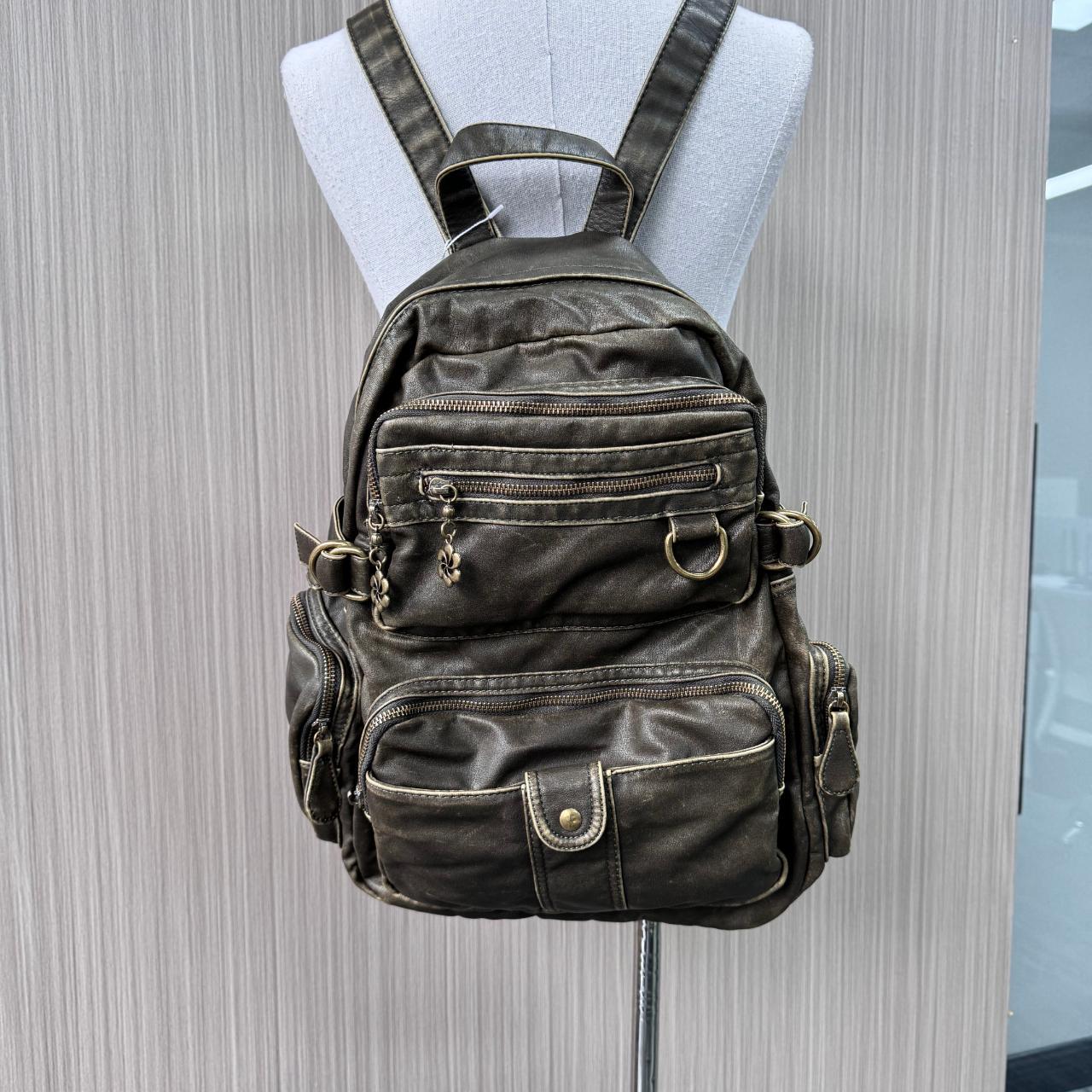 Unisex Dark Green Backpack Large Capacity Travel... - Depop