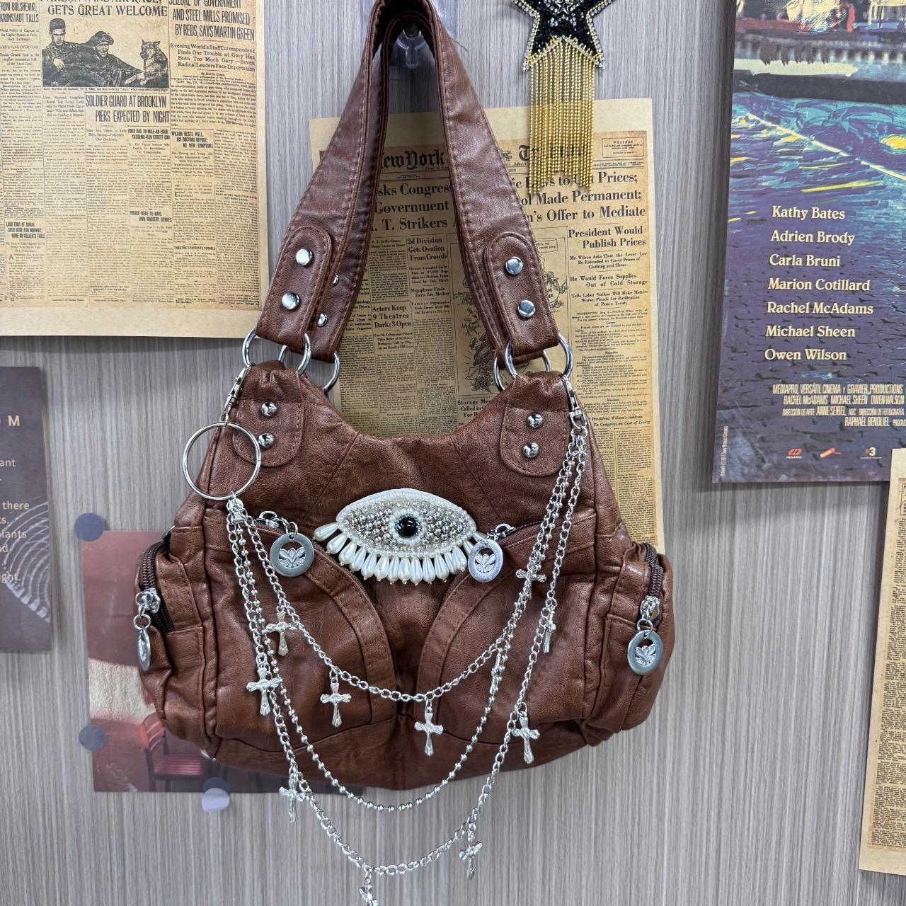Punk Brown Pu Leather Hobo Shoulder Bag for... - Depop