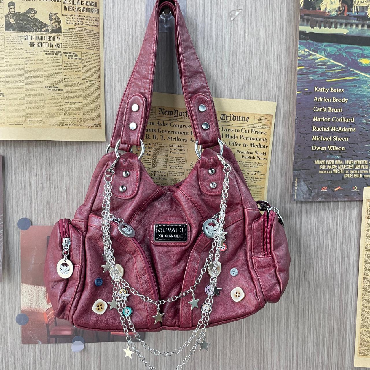 Red Unique Handmade Y2k Cute Colorful buttons Pu... - Depop