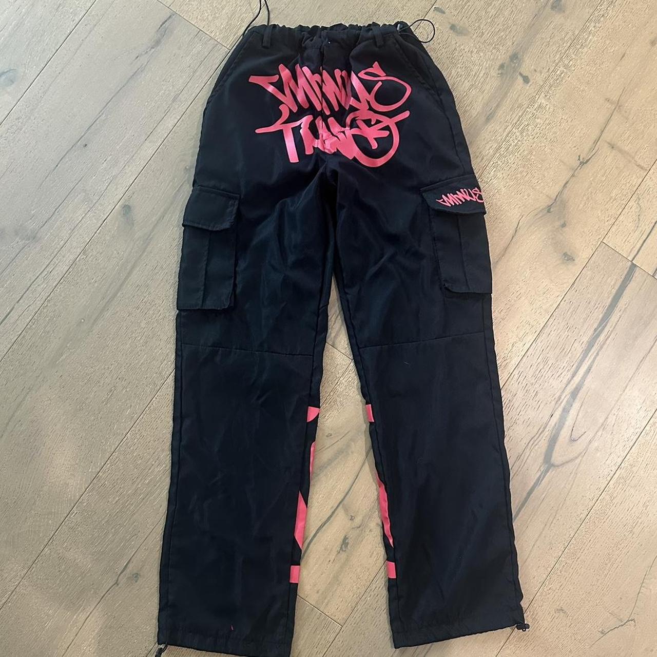Black and pink MNML cargo pants #mnml #cargo #y2k... - Depop