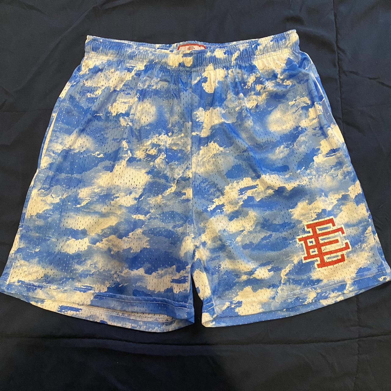 Eric Emanuel Blue Cloud Shorts Size Large fits more... - Depop