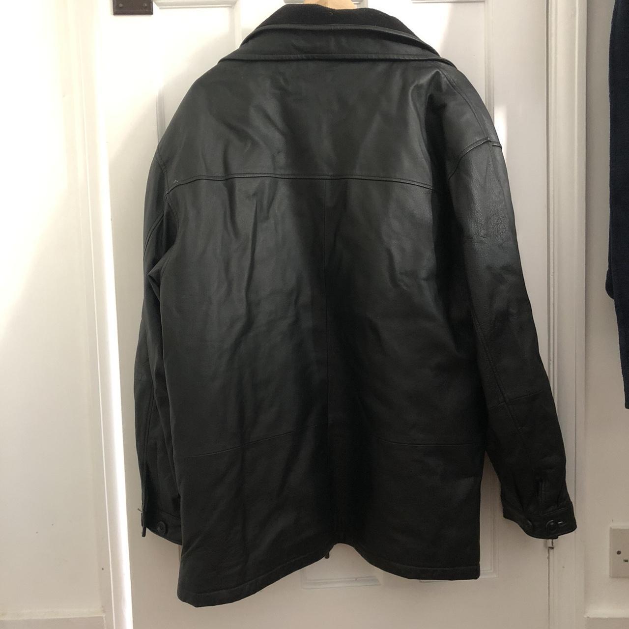 Vintage black TCM leather jacket size large, double... - Depop