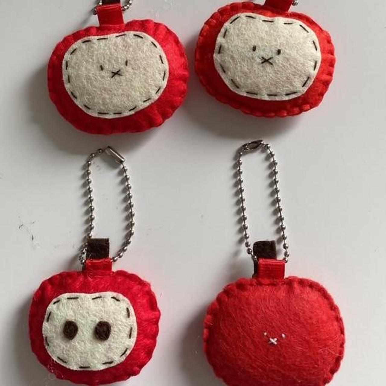 Handmade felt apple miffy keychain $15 for one... | Depop