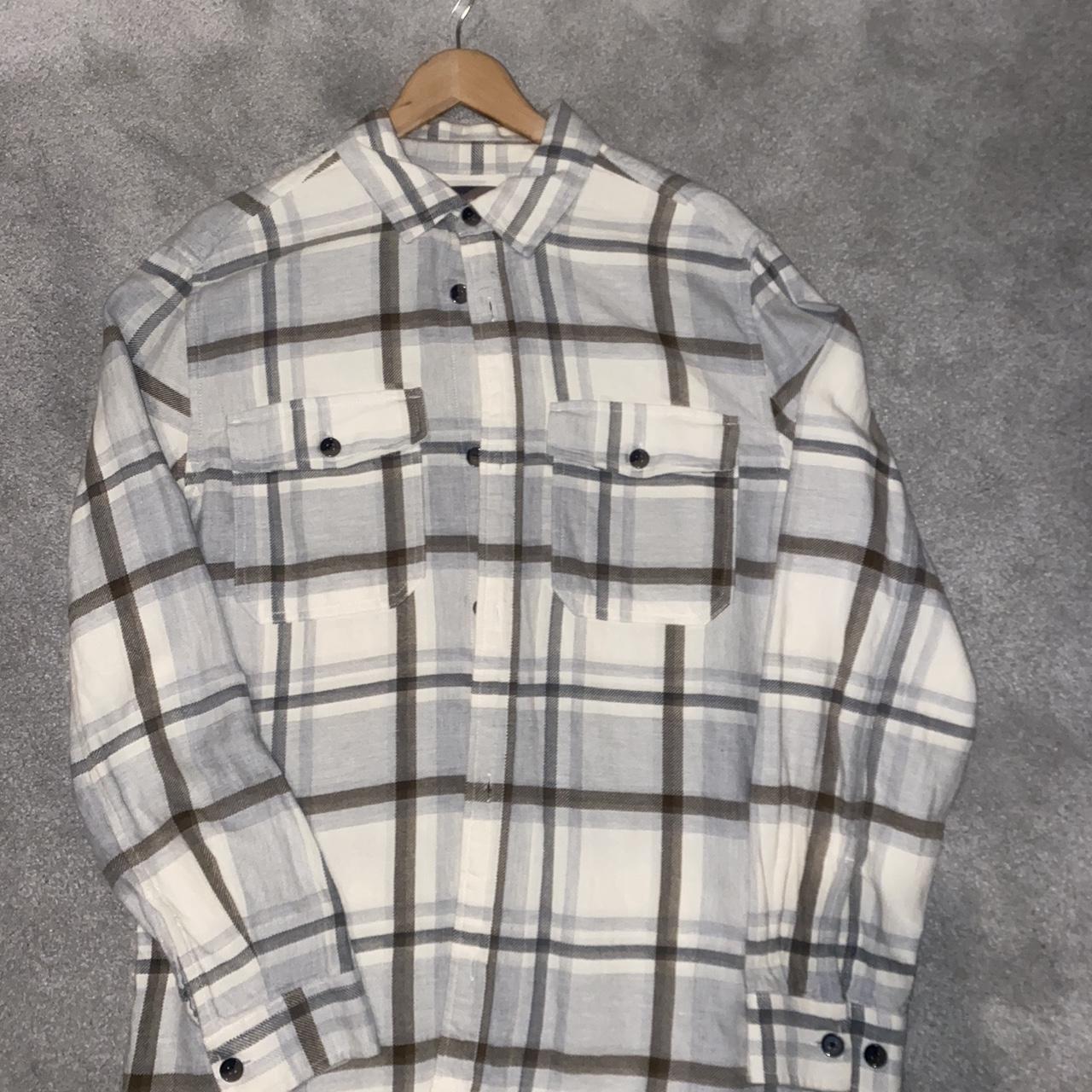 Flannel/over-shirt brown/cream - Depop
