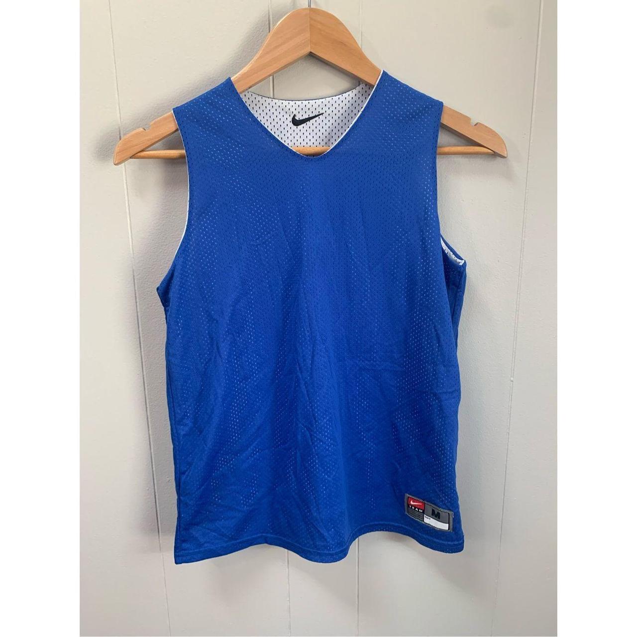 Nike Basketball Boys Mesh Reversible Blue and White... - Depop