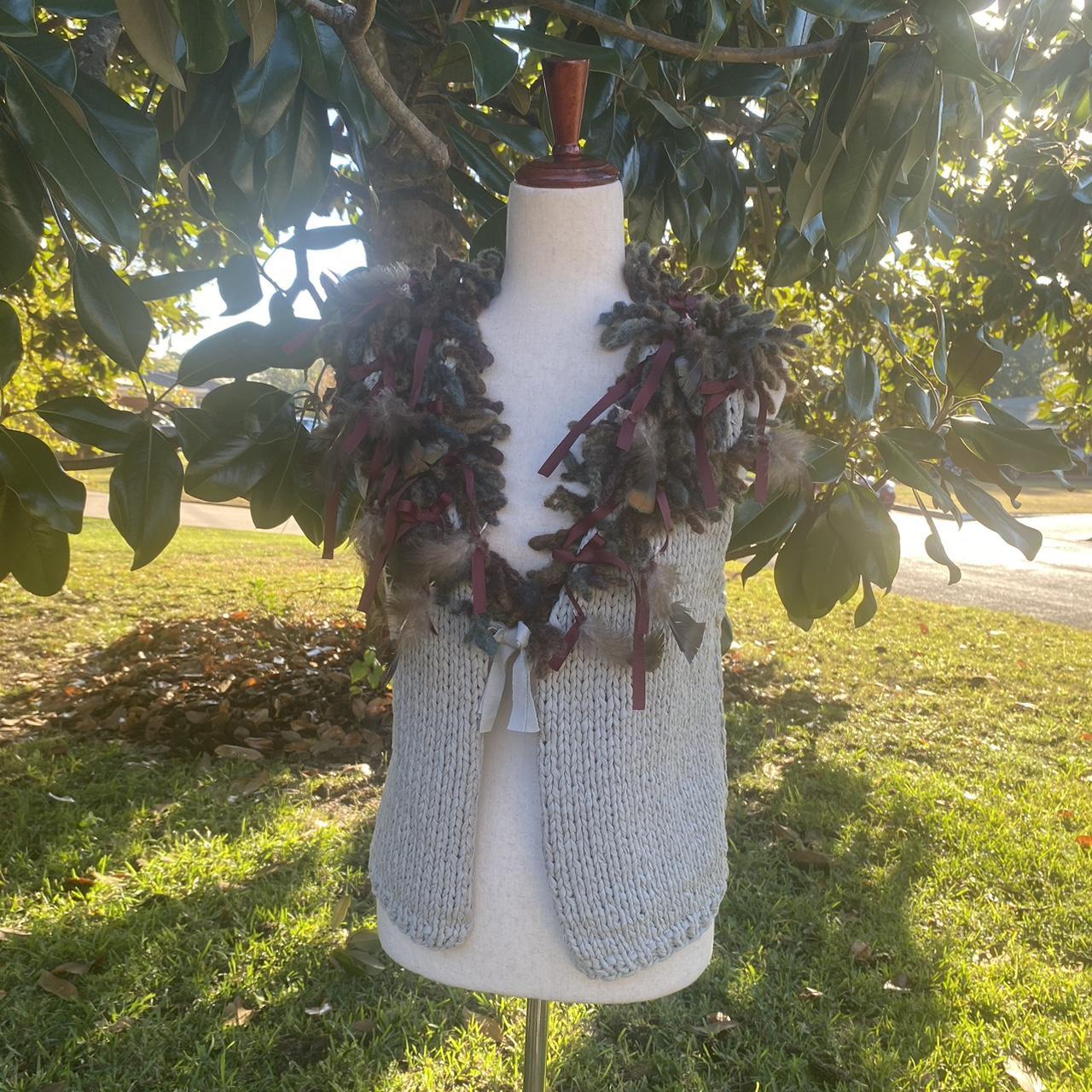 Handmade vest with hand tied ribbons with... - Depop