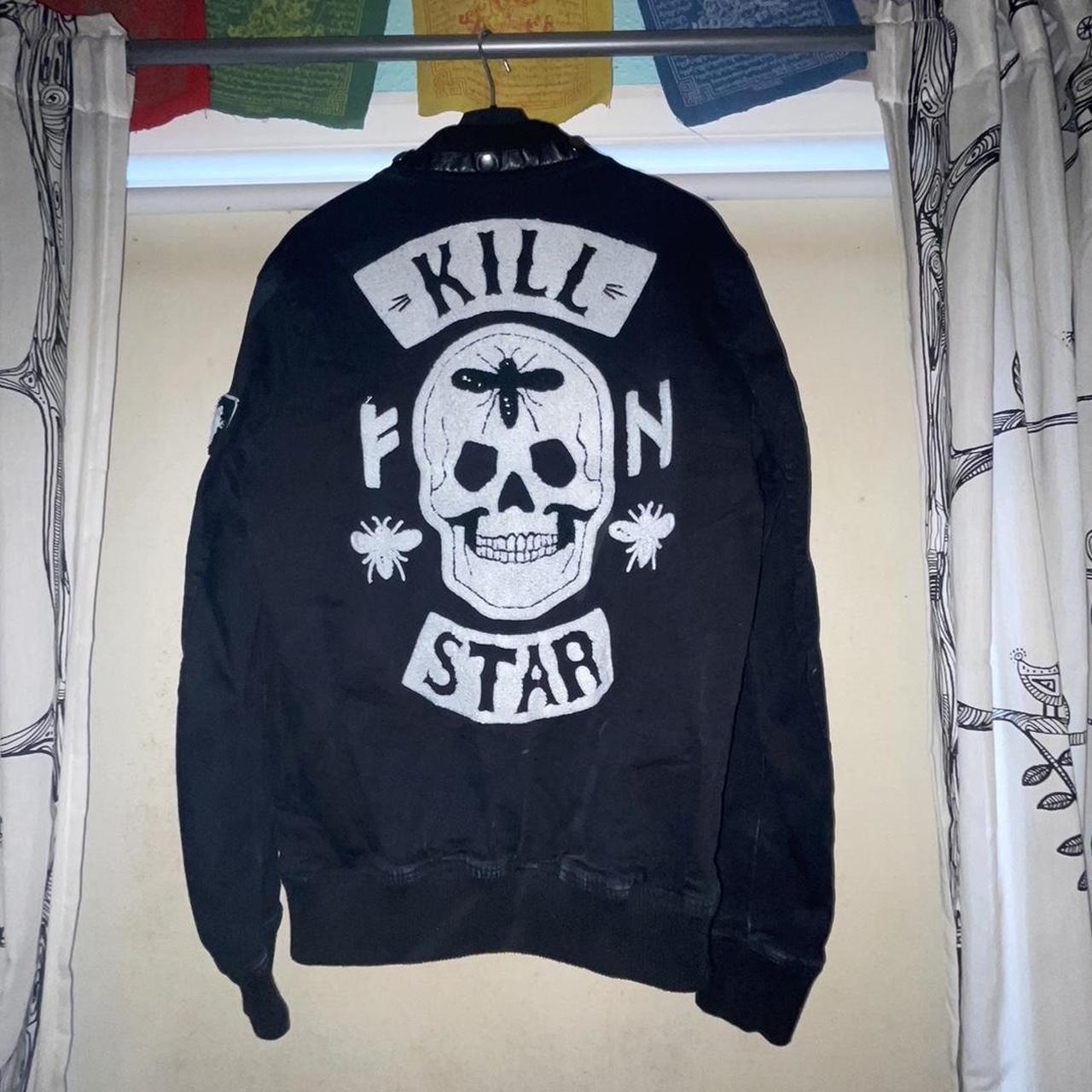 Killstar black bomber jacket with front, both... - Depop