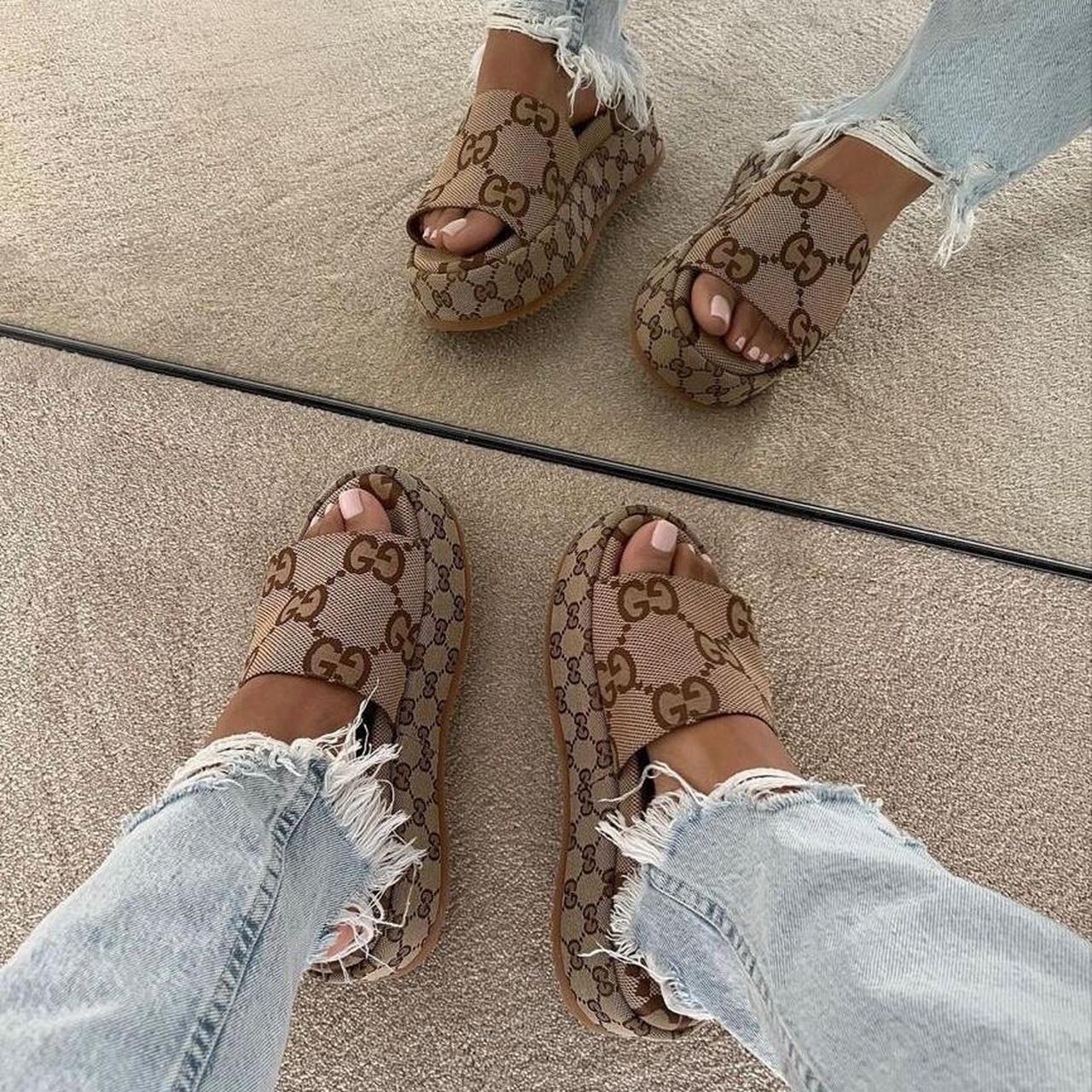 Brown Gucci platform slides , female size 6.5,brand... - Depop