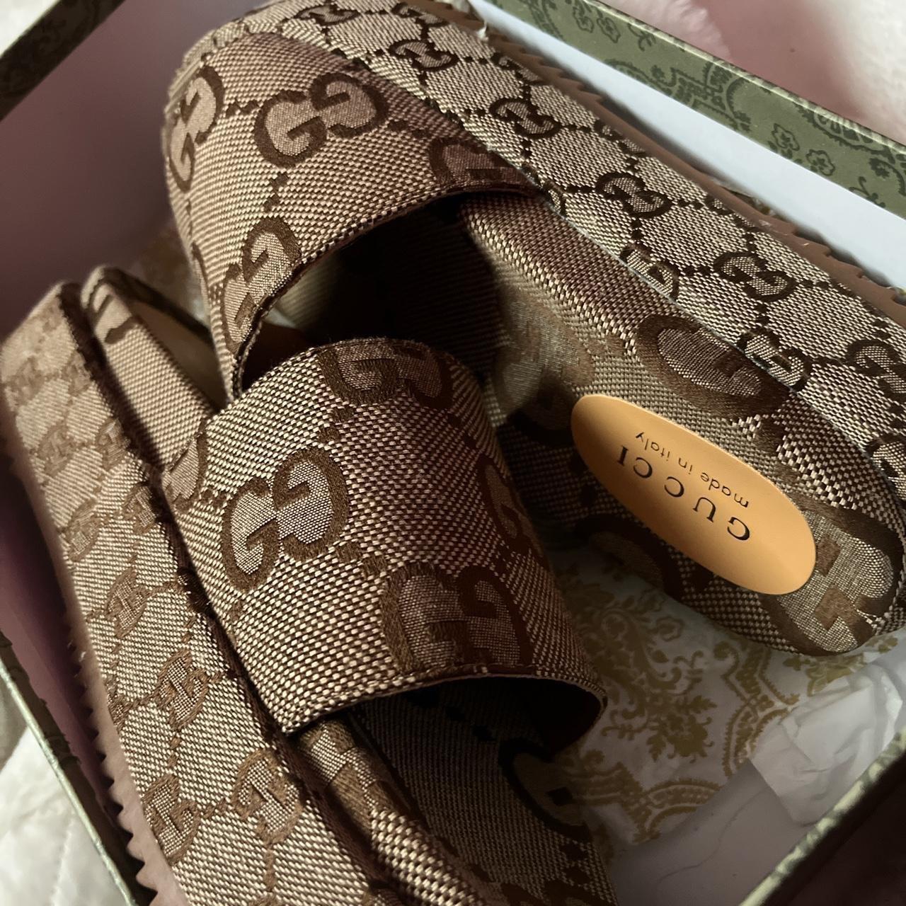 Brown Gucci platform slides , female size 6.5,brand... - Depop