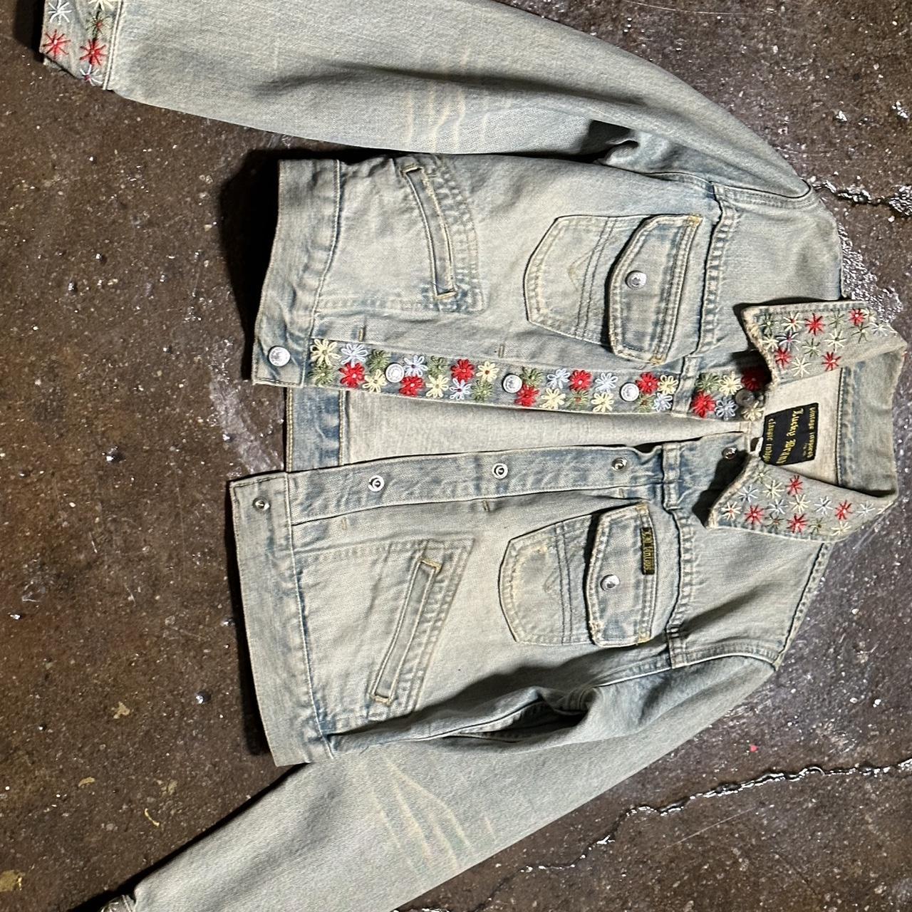 Lucky brand Embroidered Vintage denim jacket Kids... - Depop