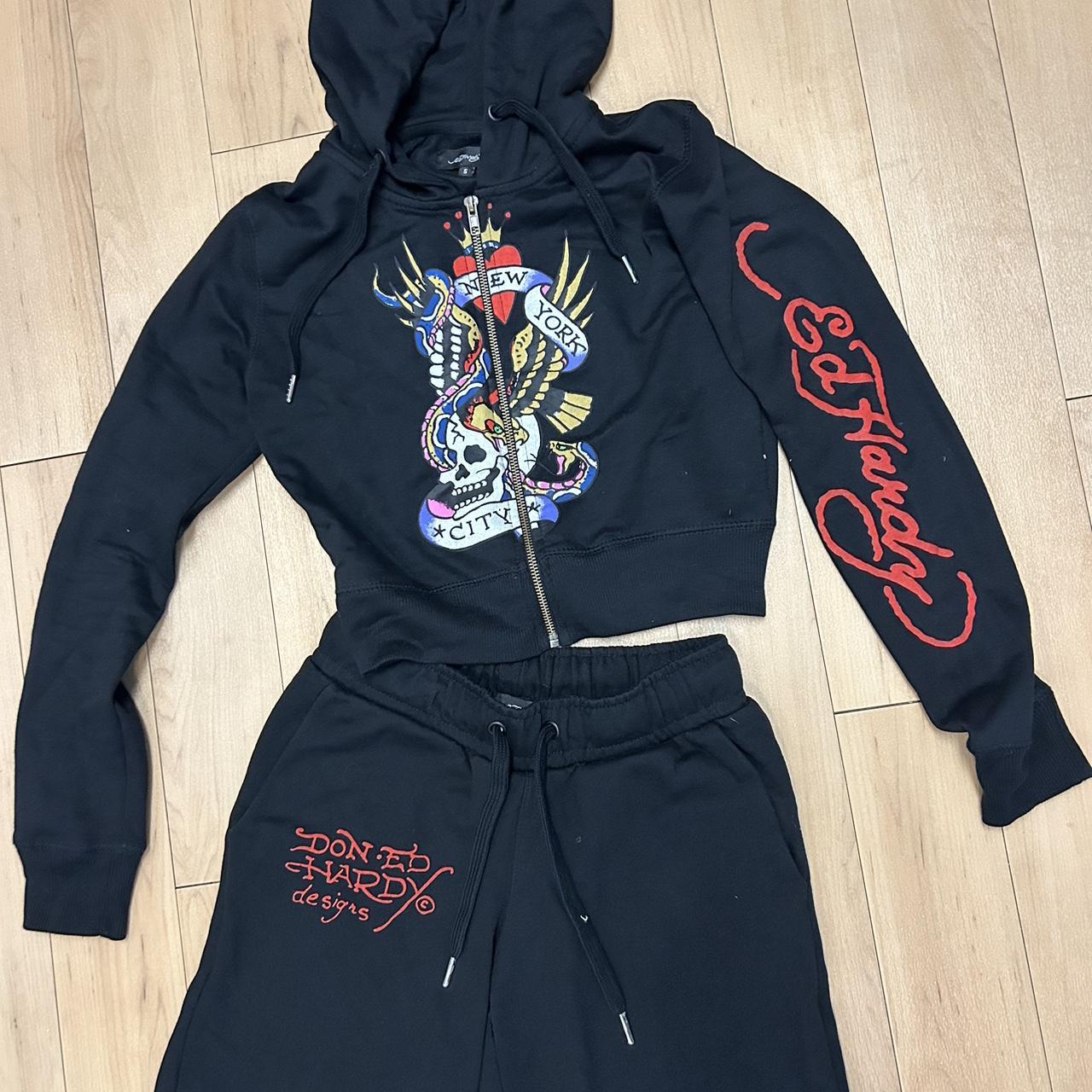 Ed Hardy sweatsuit. Top Small Bottom XS - Depop
