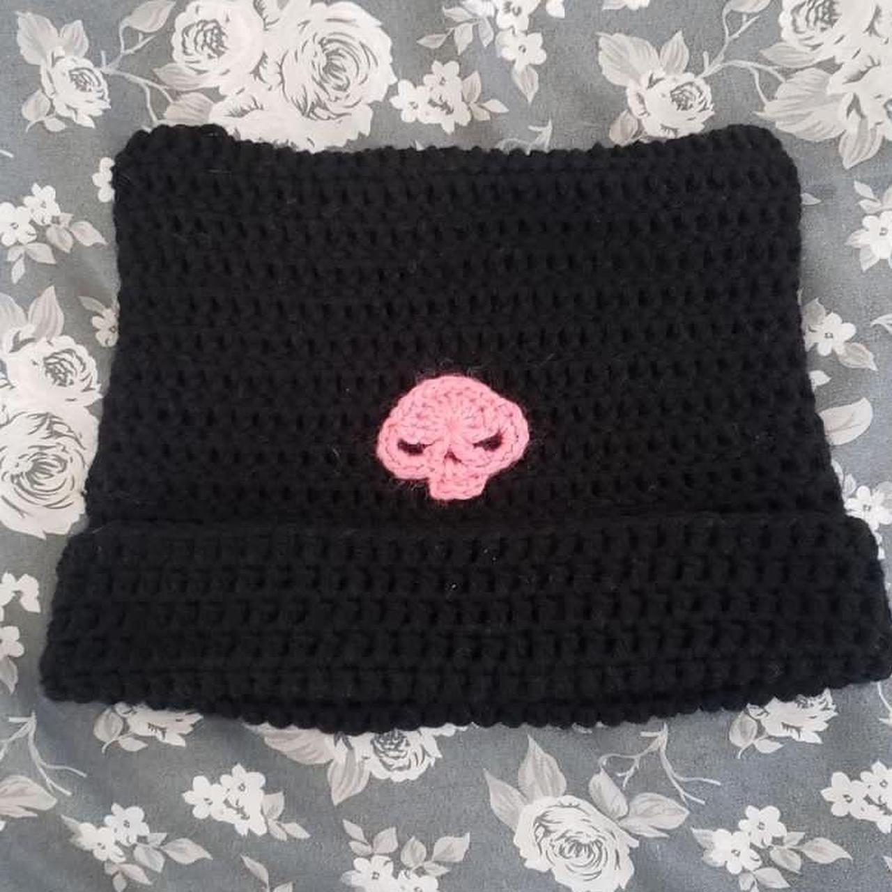 Kuromi inspired crochet beanie Fits head 22... - Depop