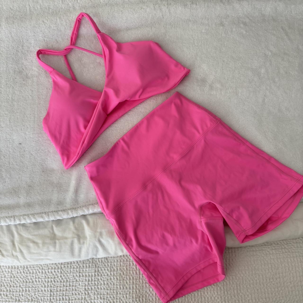 pink two piece workout set women’s medium #set... - Depop