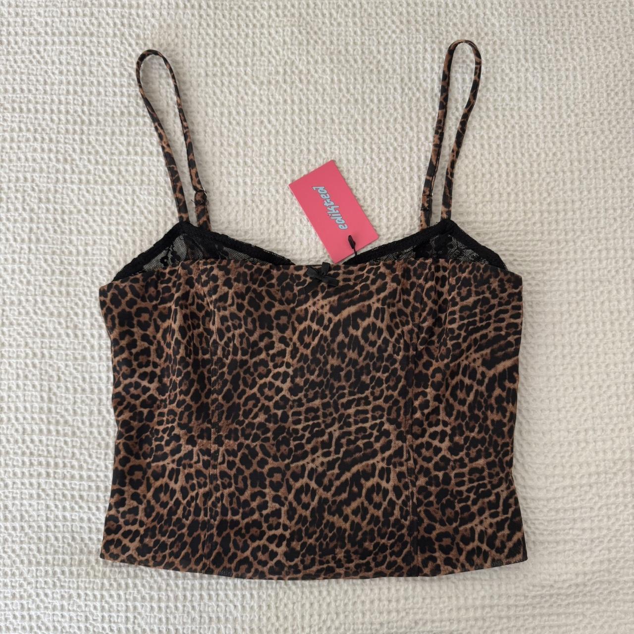 Edikted Edin Leopard Print Mesh Camisole Corset... | Depop