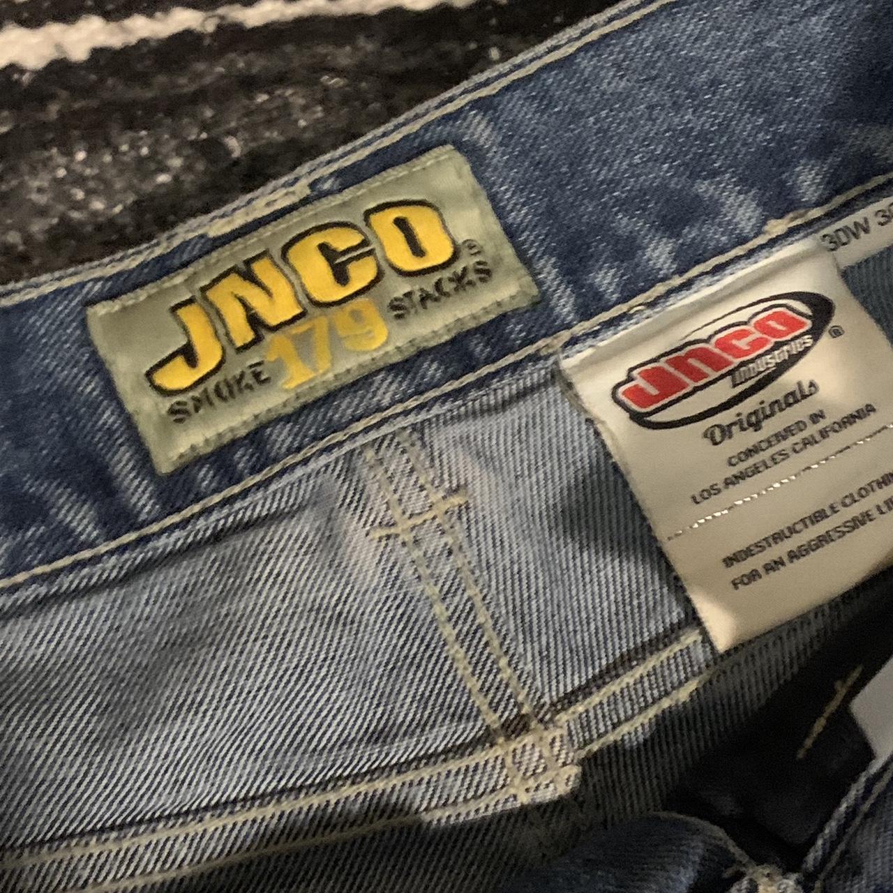 Jnco Smoke Stacks Vintage Stone Wash Blue Jnco Logo... - Depop