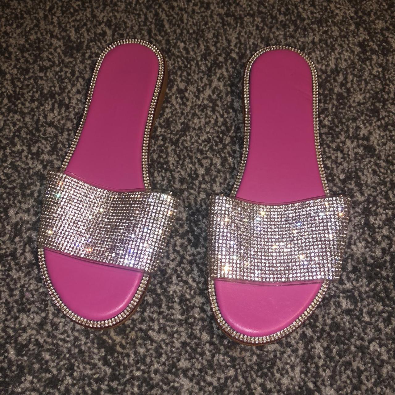 Bling sliders size 5/5.5 mint condition never been... - Depop