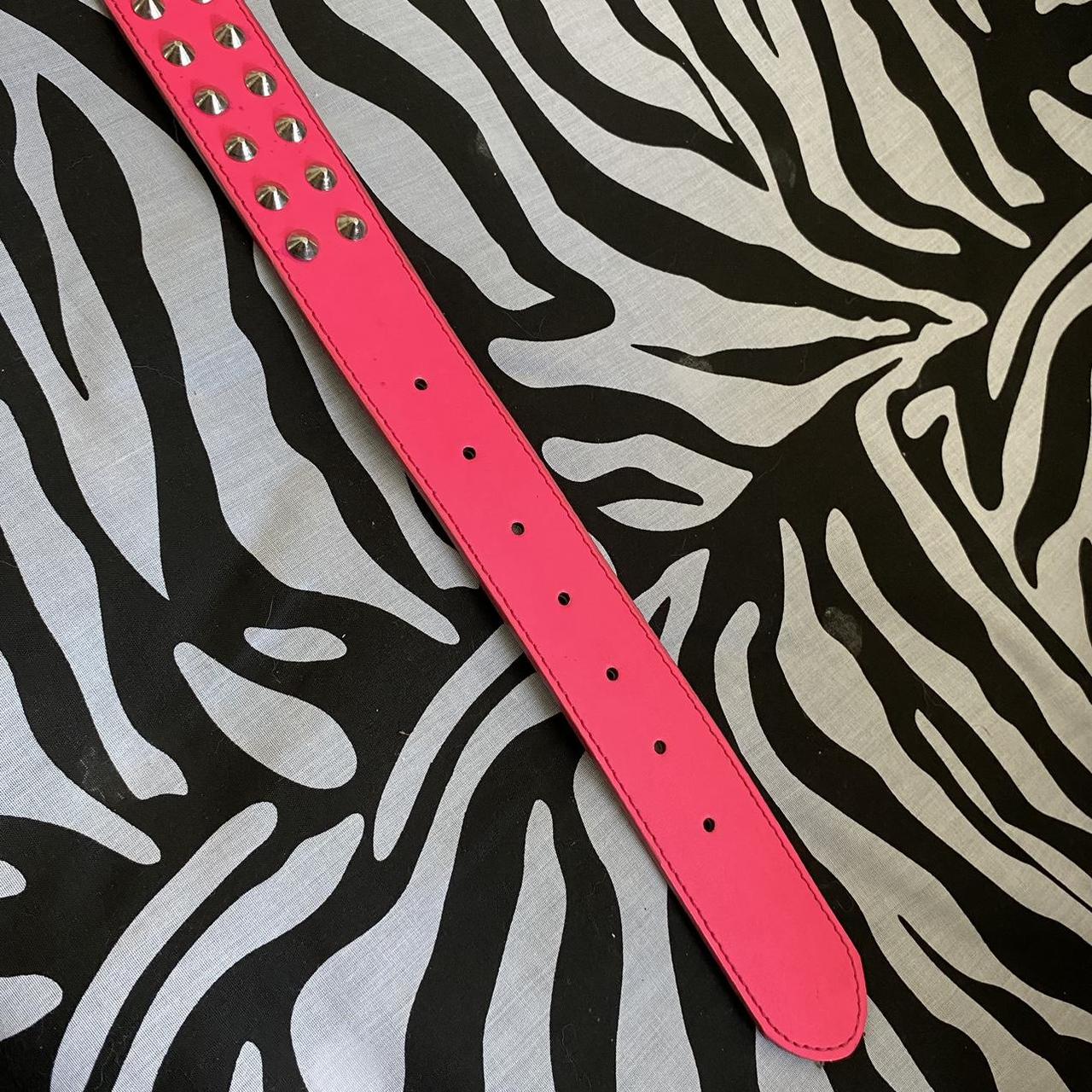 Pink studded leather belt with silver studs SO... - Depop