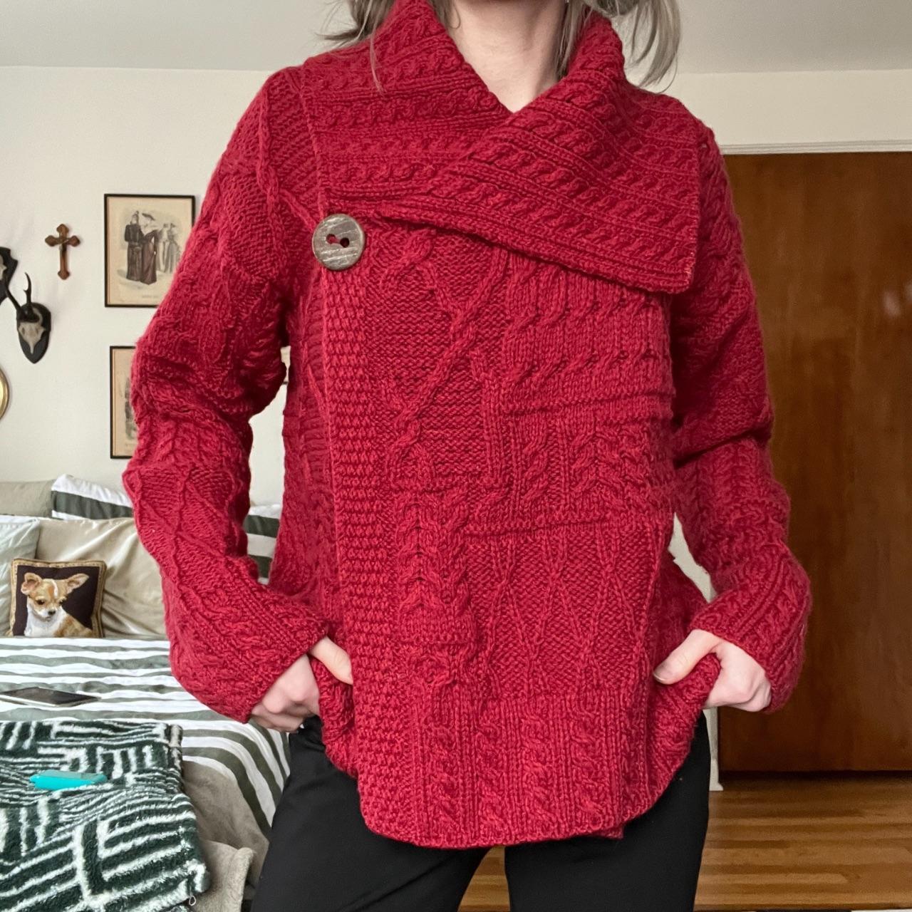 Y2K / early 2000s Merino Wool Cardigan Deep red... | Depop