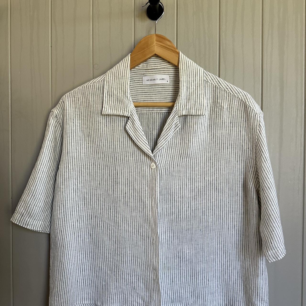 Assembly Label linen short sleeve shirt in white and... - Depop