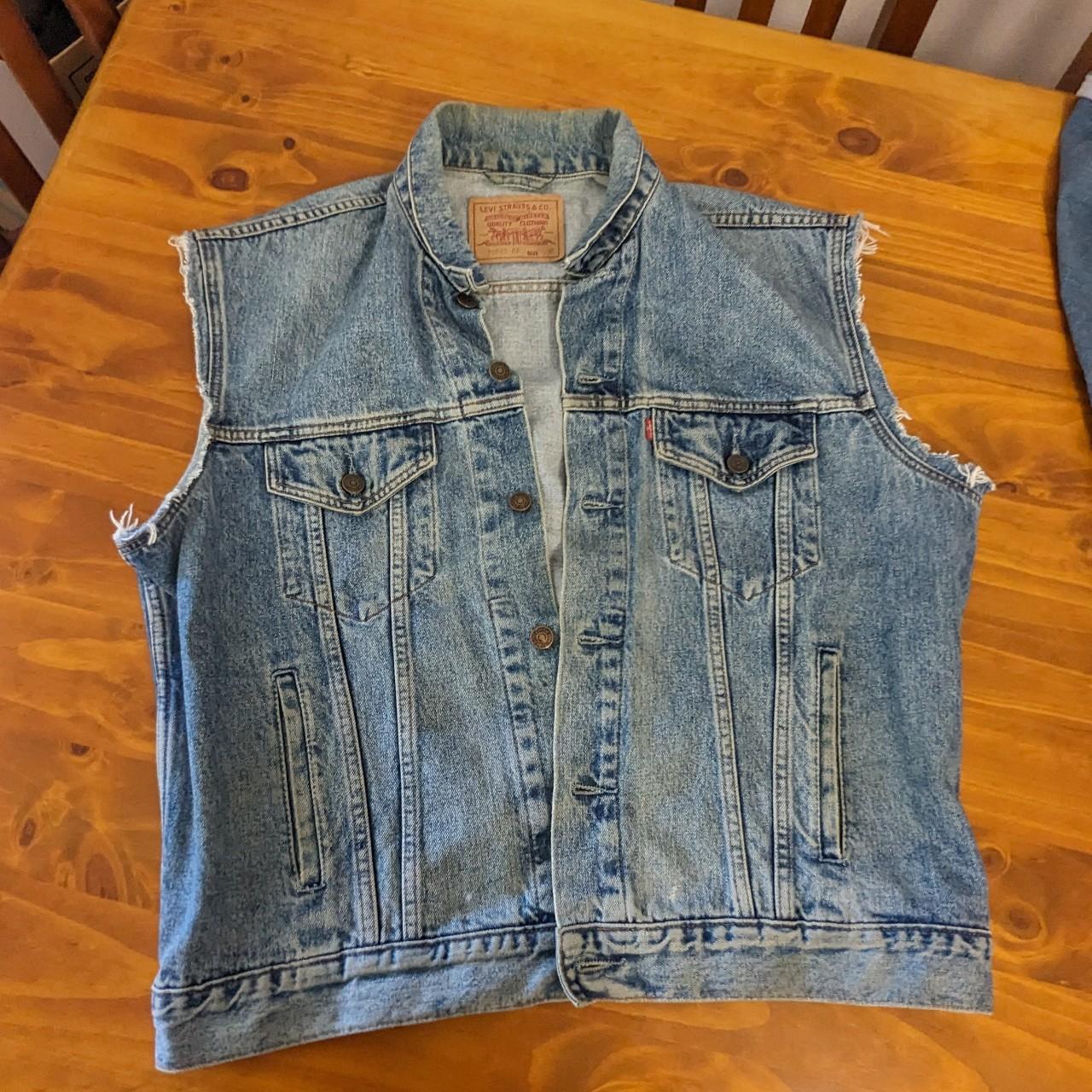 Vintage Levis Denim Vest XL start the battle vest of... - Depop