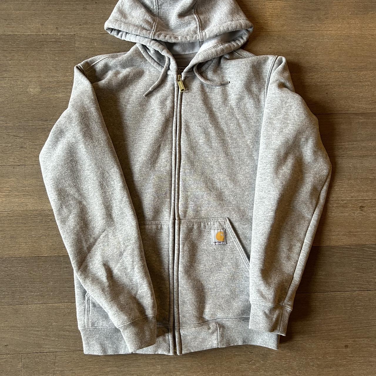 brand new grey carhartt zip up hoodie tagged xs but... - Depop