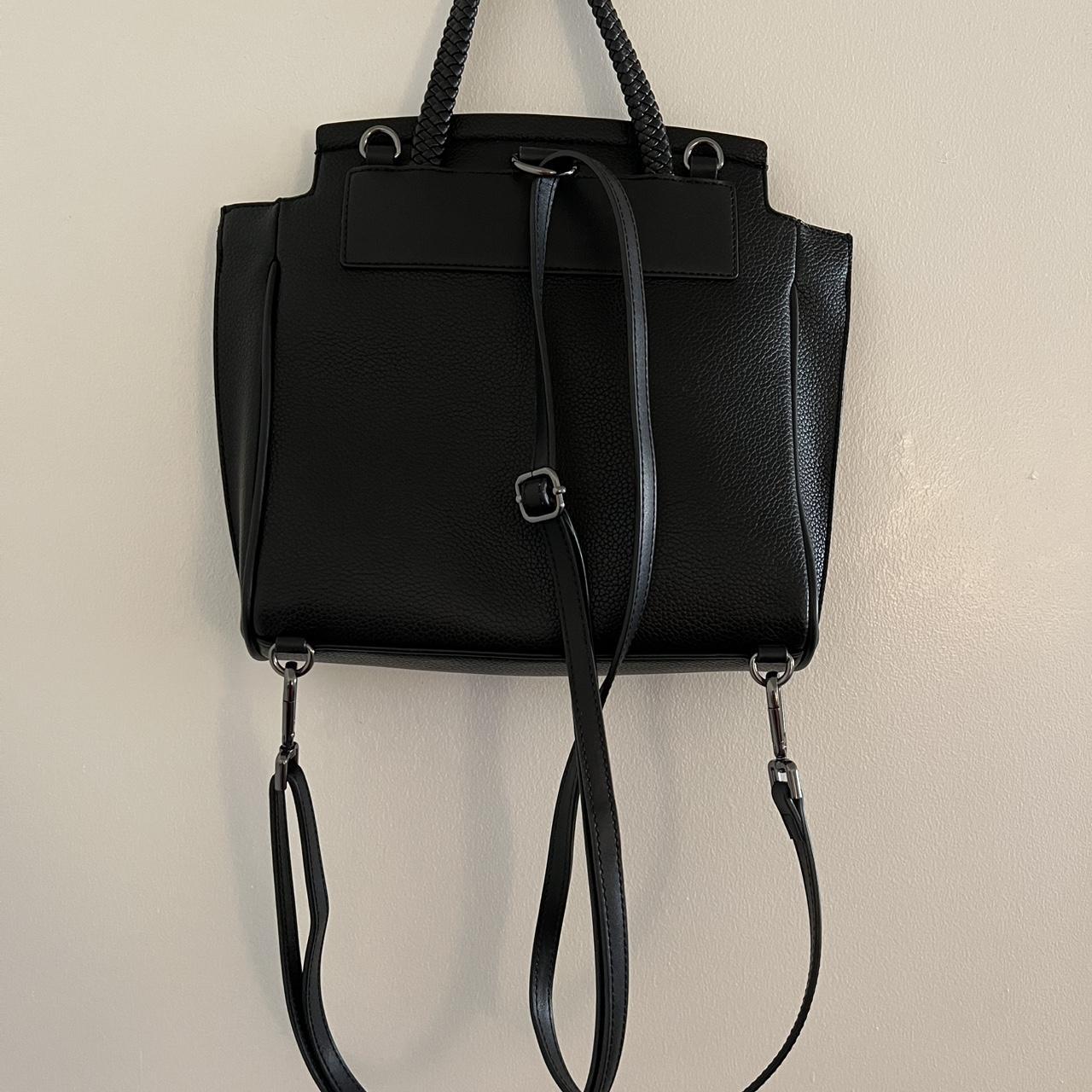 calvin klein black vegan leather backpack purse... | Depop