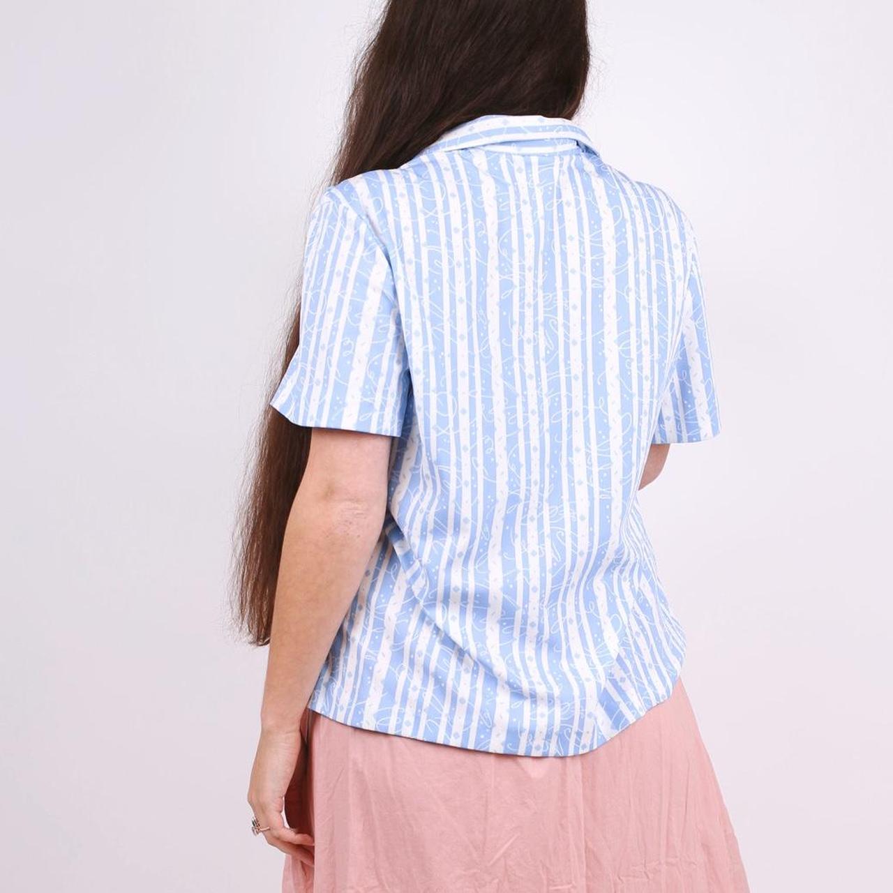 vintage 80’s blue striped top by: graff... - Depop