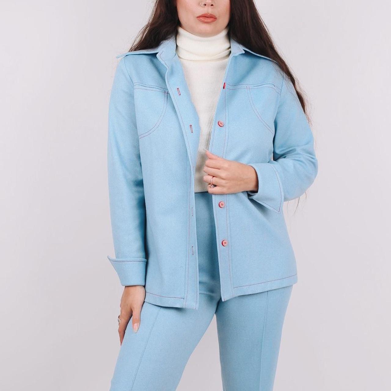 vintage 70's powder blue leisure suit set by:... - Depop