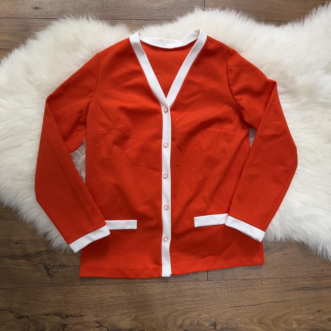 vintage 60's red mod cardigan features red color,... - Depop