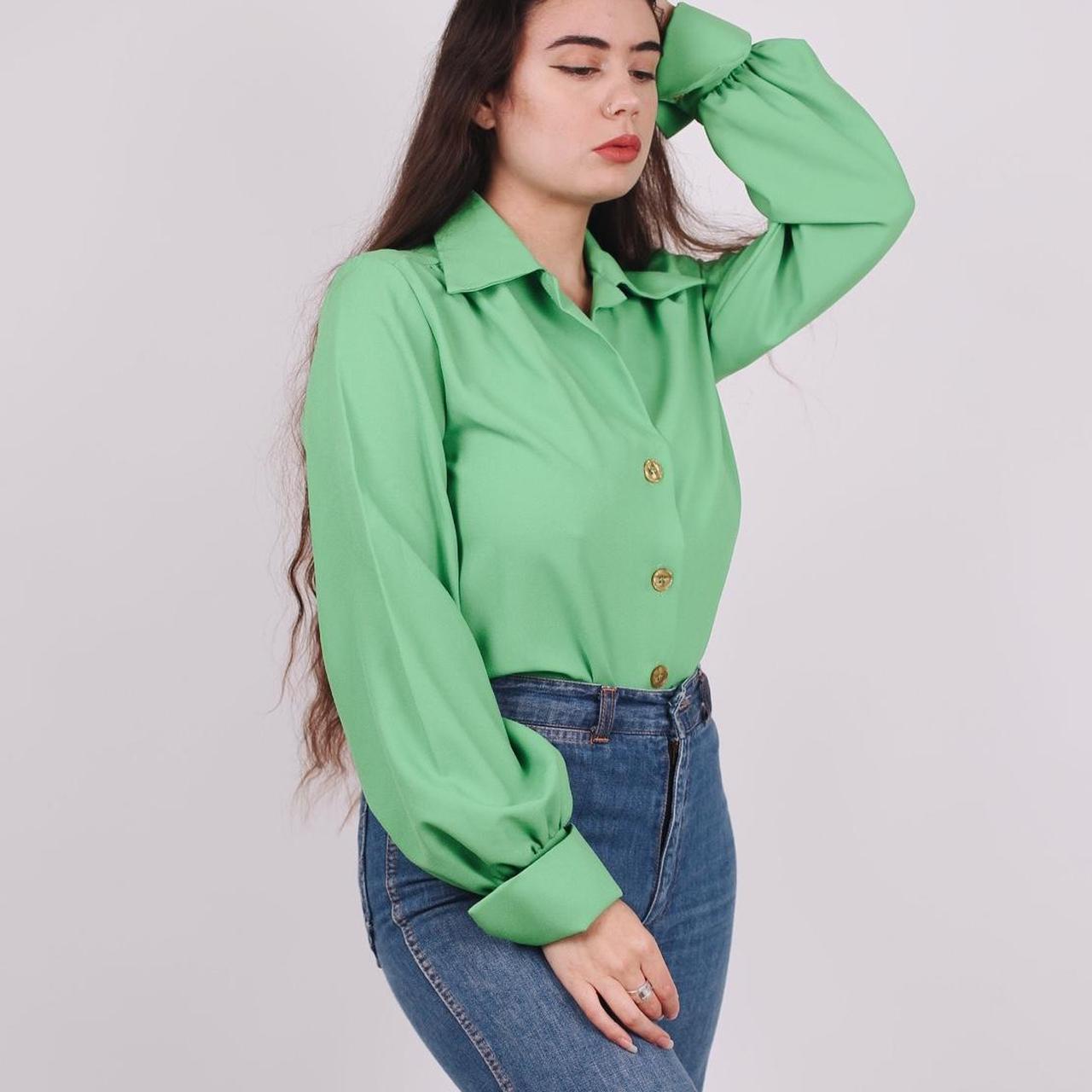 vintage 70’s green retro blouse by: lady arrow 🍏... - Depop
