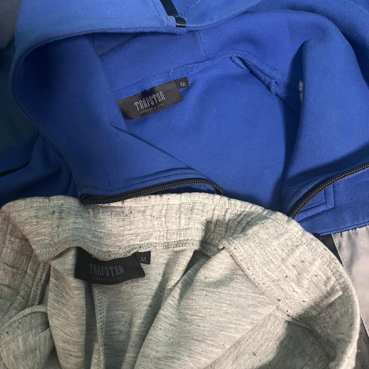 Trapstar Grey and Blue Tracksuit Good condition... - Depop