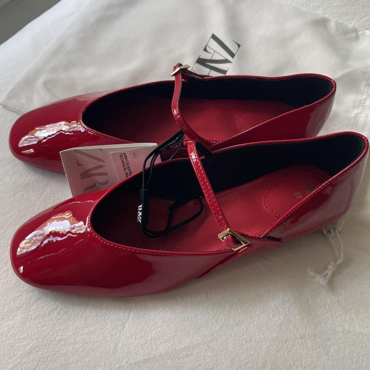 Patent leather Zara flats with strap. Brand new... - Depop