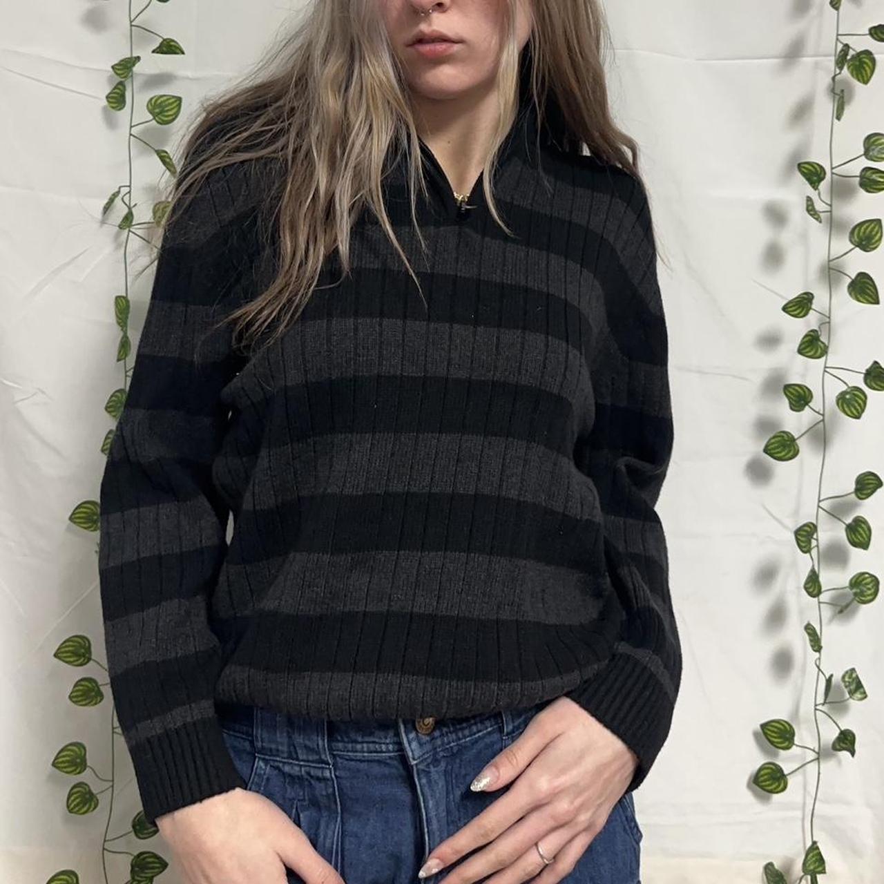 XG sweater Size large #xgsweater #blackandgreystripes - Depop