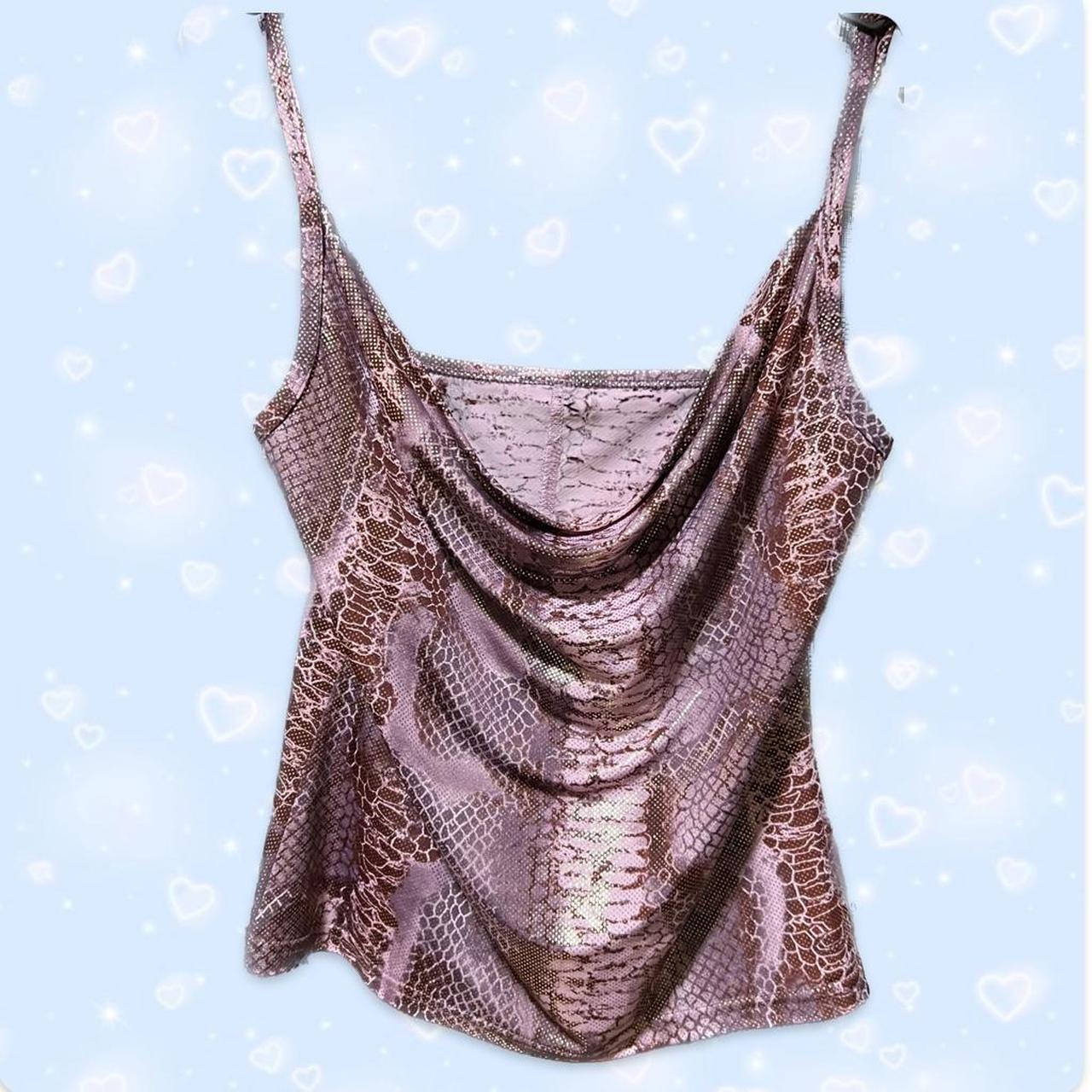 Vintage sparkly singlet top Cowl neck top in a... - Depop