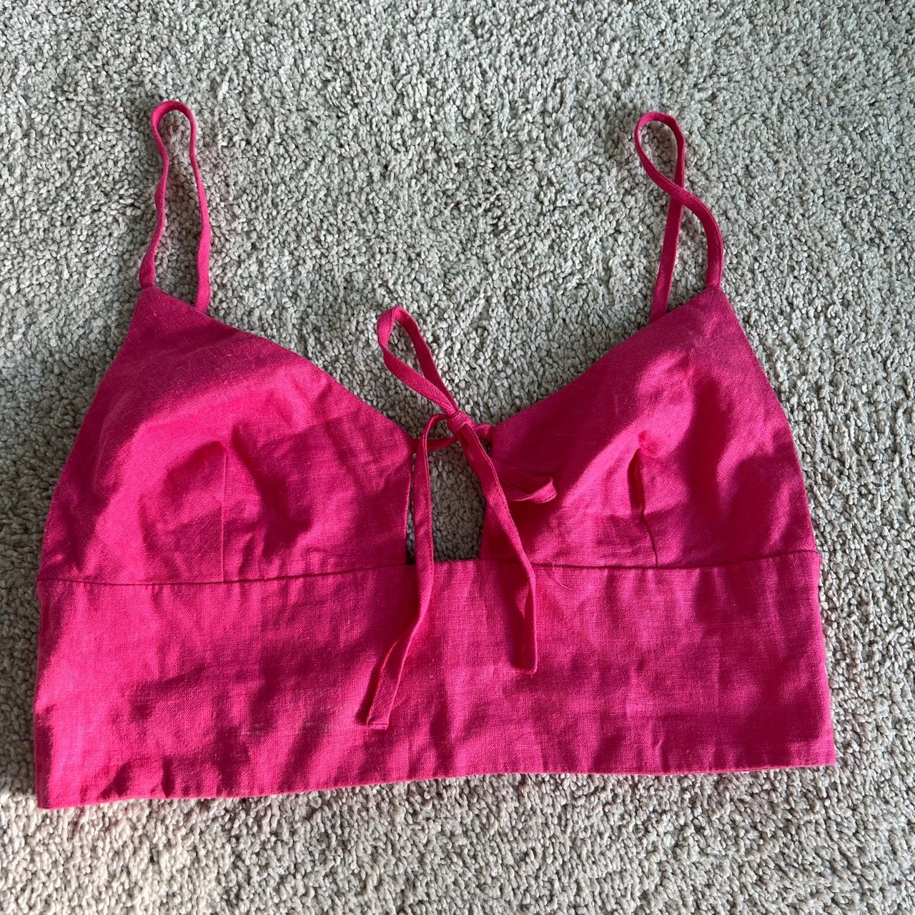 Glasers Neon Pink Crop top - ties the front - 8 in... - Depop