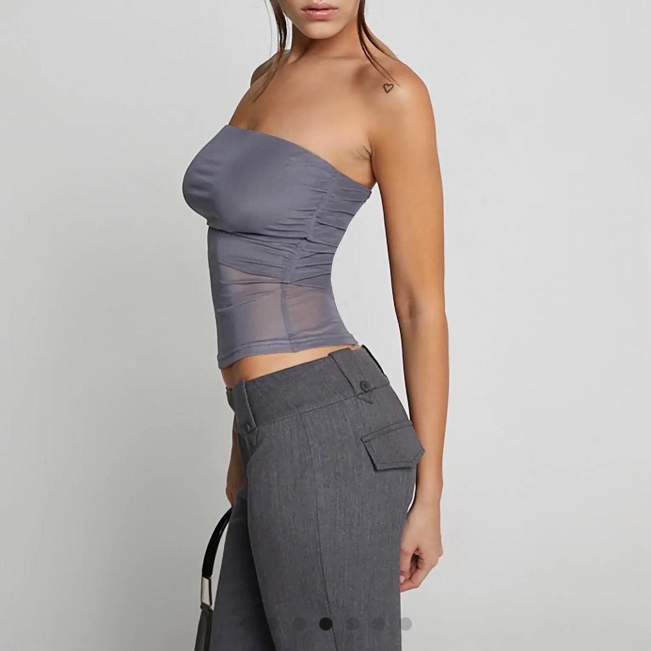 tigermist harriett tube top in grey size small... - Depop