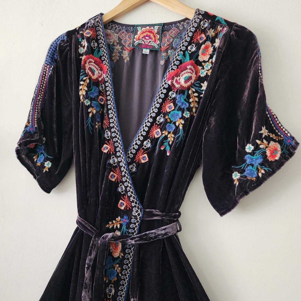 Johnny Was Los Angeles Joanna Purple Velvet Wrap... - Depop