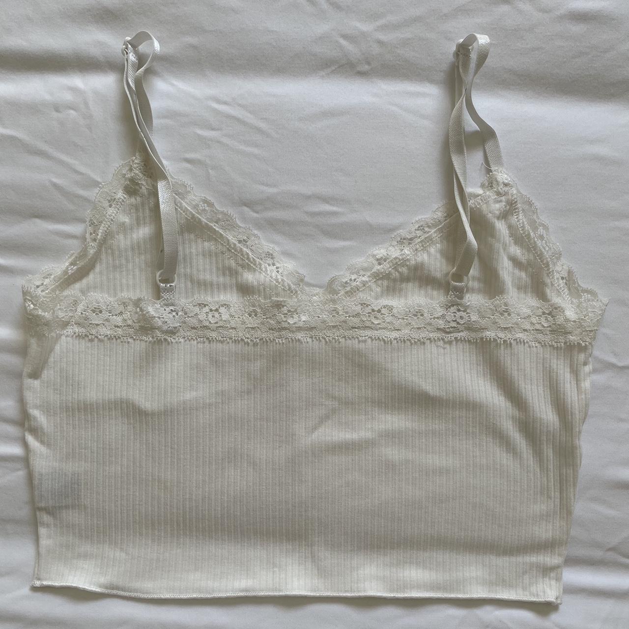 white lace cropped tank top cami size M | Depop