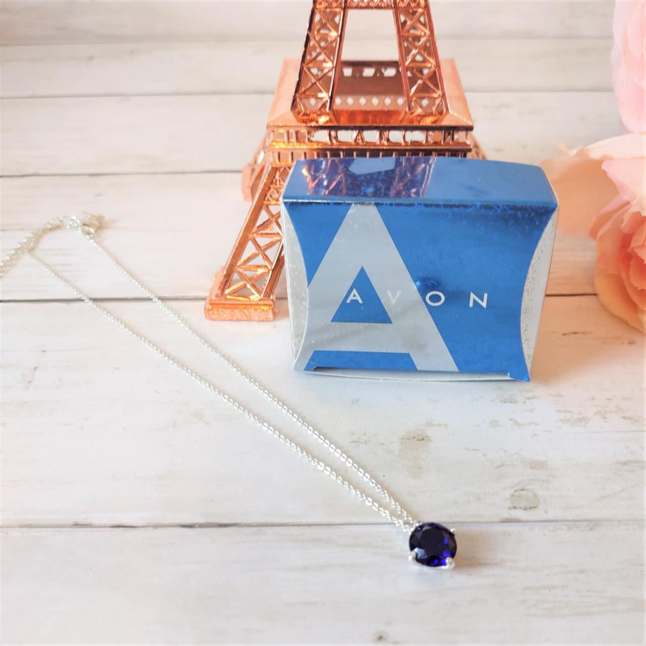 *Avon Silver Tone & Round Amethyst Pendant *New in... - Depop