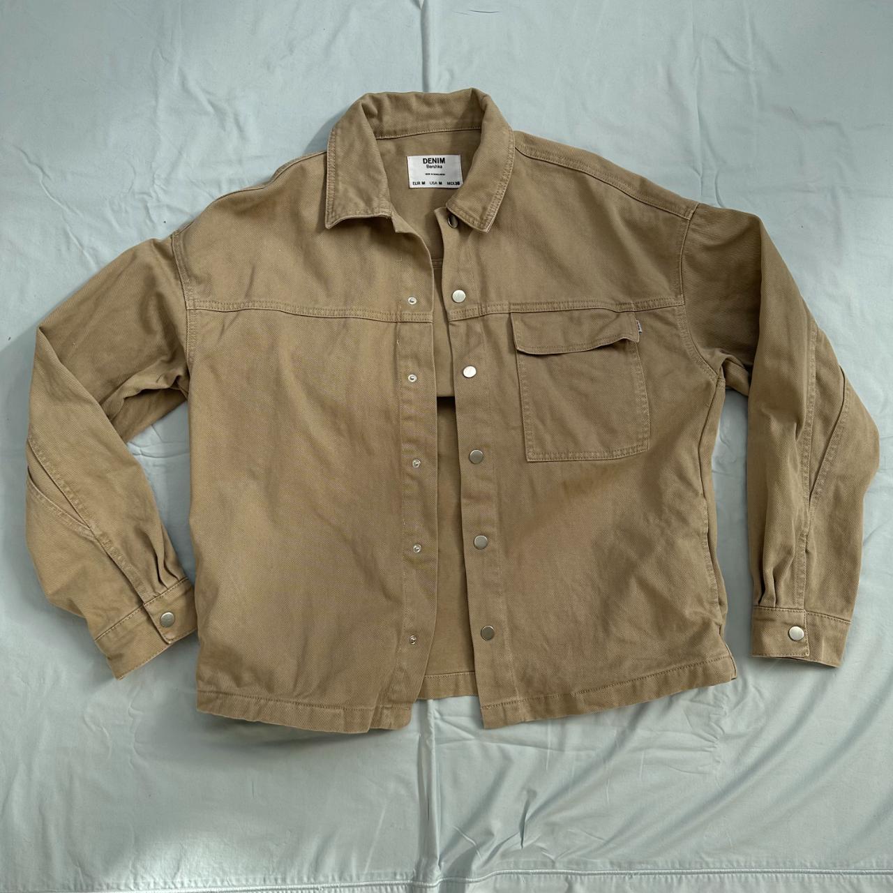 BERSHKA tan denim jacket - Depop