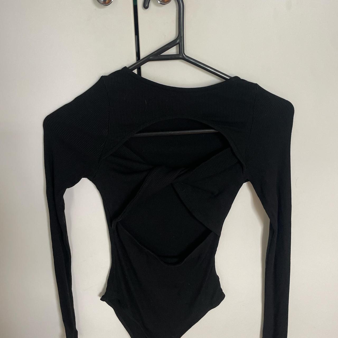 BAYSE black body suit with cut in the middle - Depop