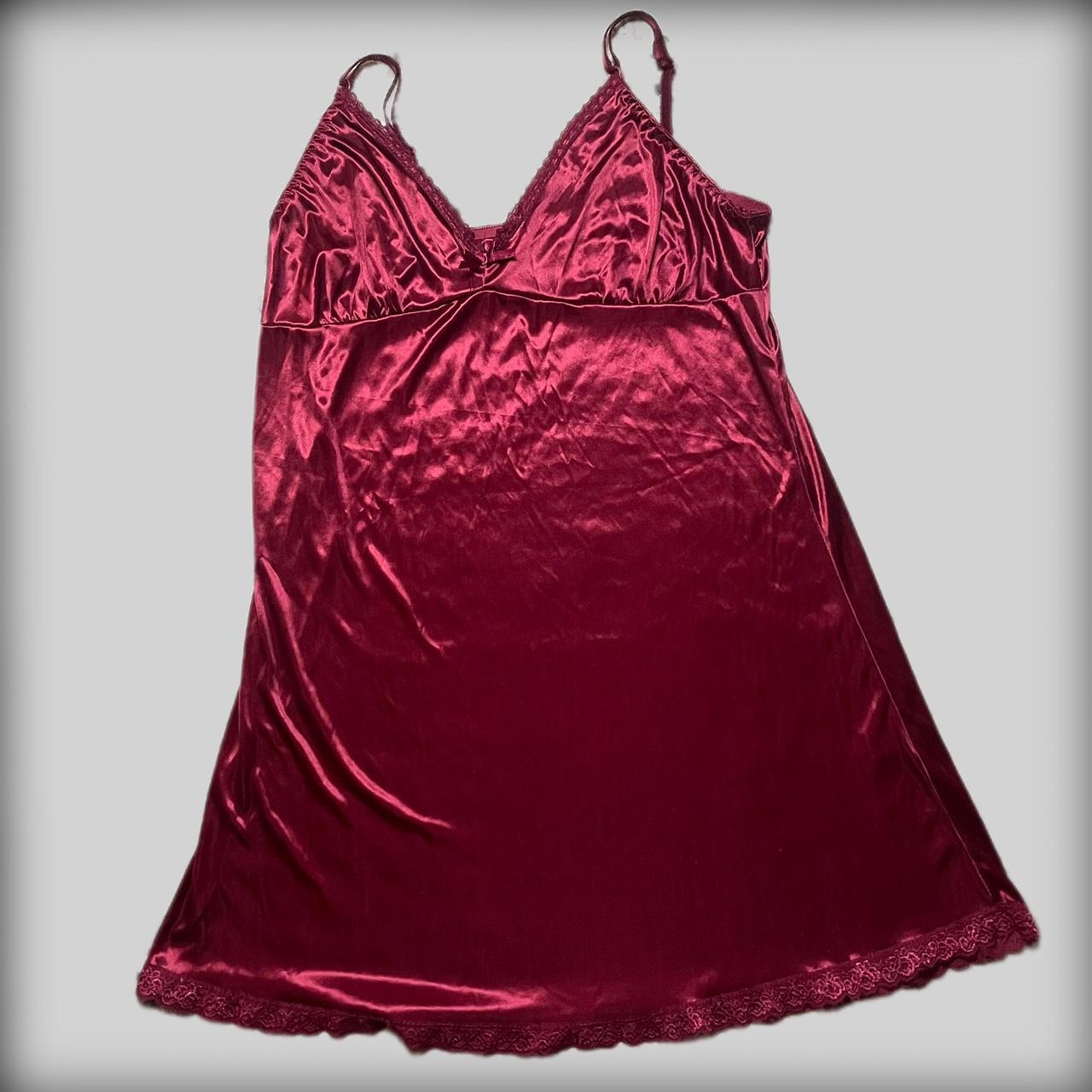 90s vintage grunge vampire lace slip dress red wine... - Depop