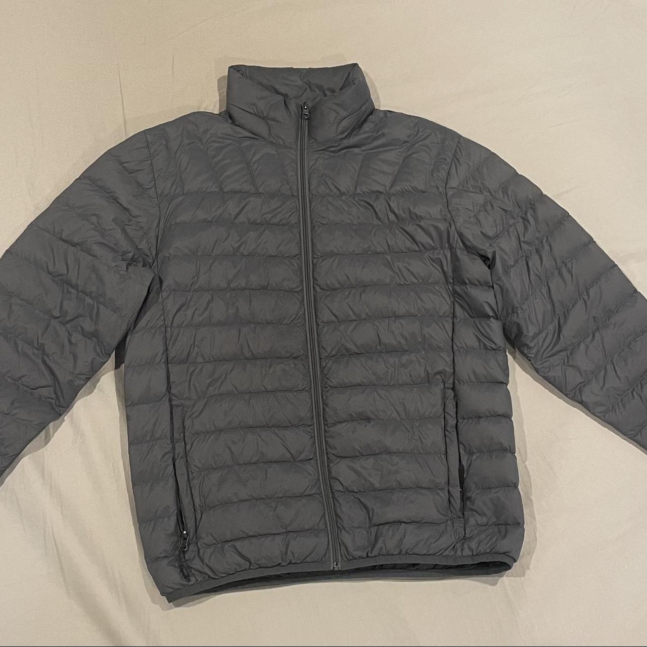 Grey Blank Puffer Jacket Waterproof Size... - Depop