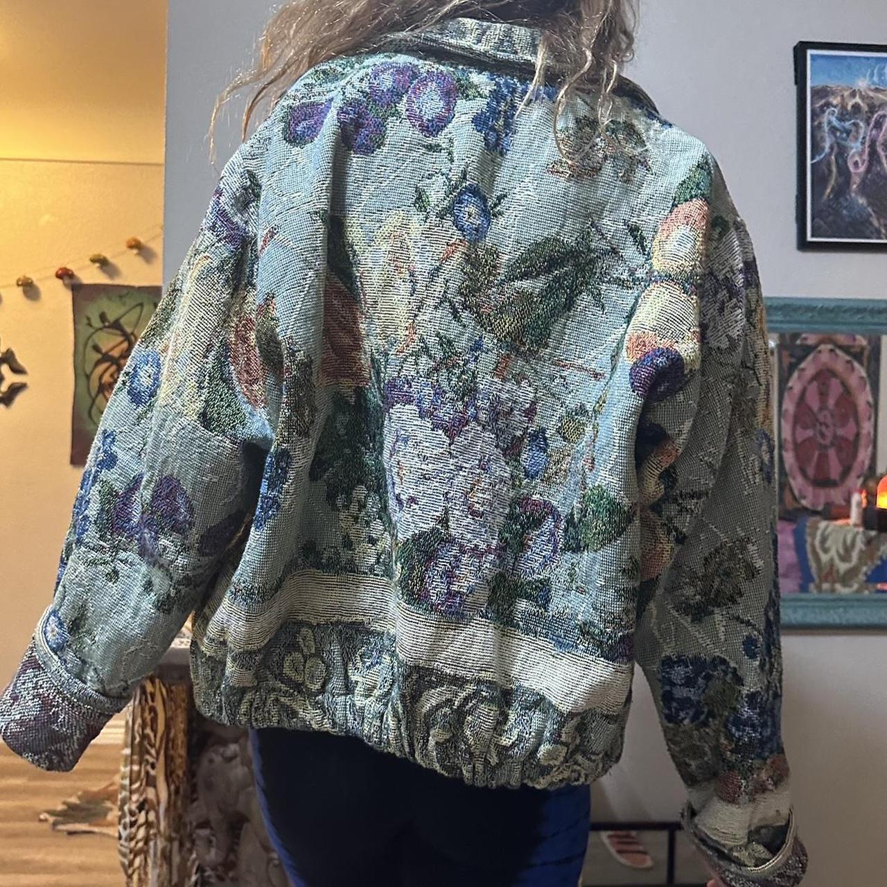 vintage tapestry jacket I love this piece 🫶 painted... - Depop