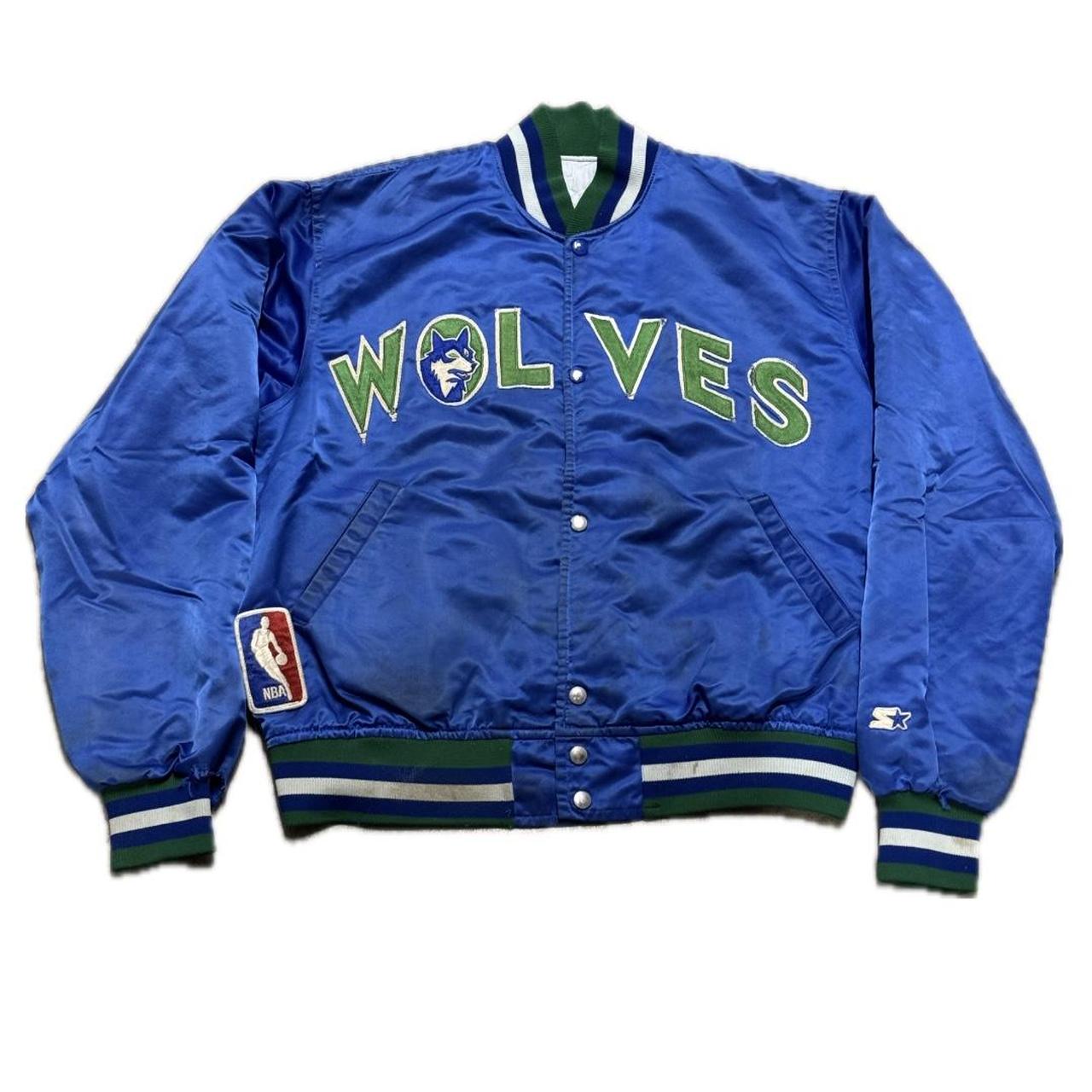 Vintage Starter Minnesota Timberwolves Satin Snap... | Depop