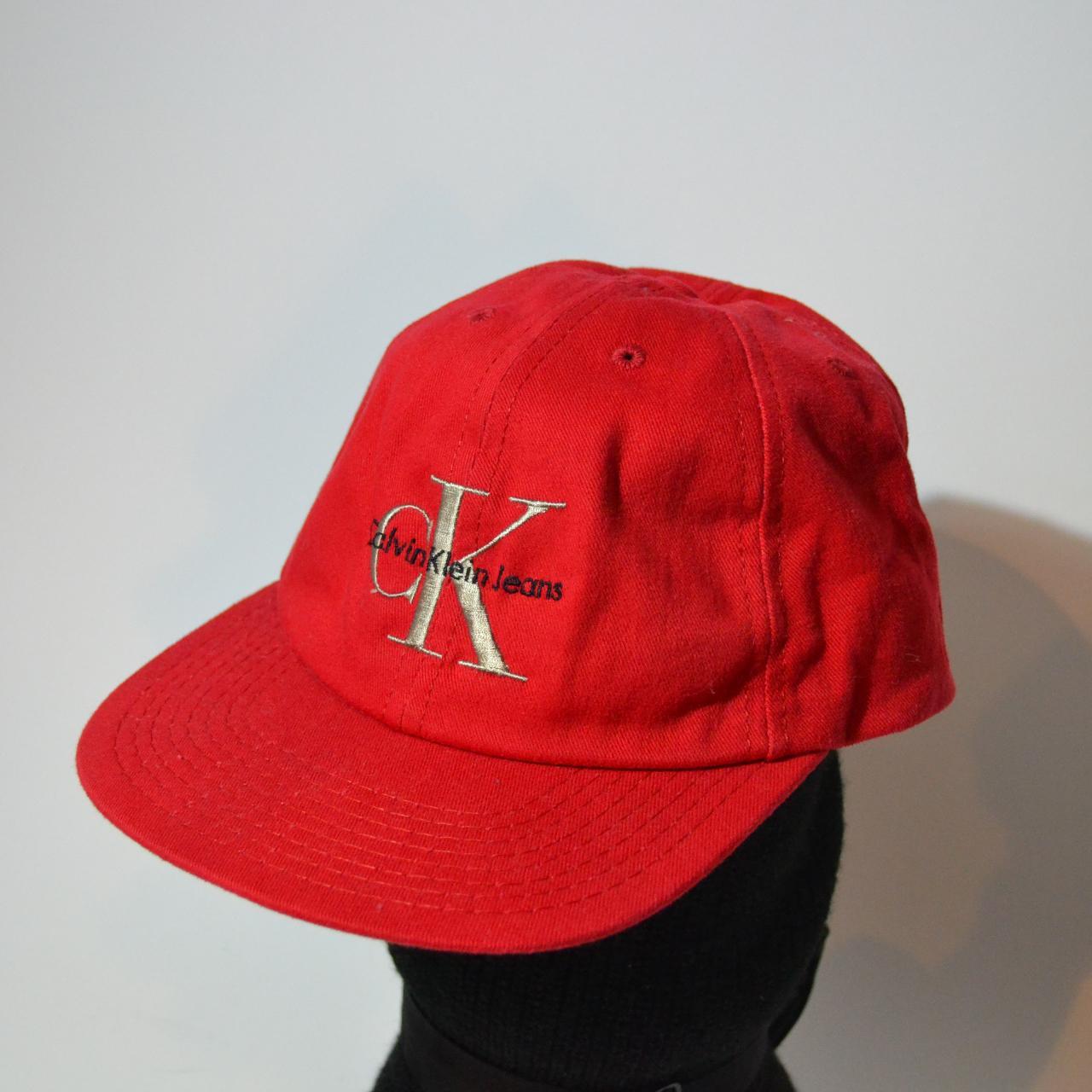 Calvin Klein Flat Peak Cap Red Super cool unique cap... - Depop